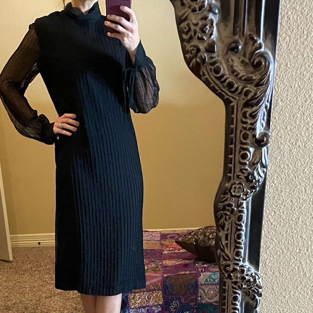 Vintage Dominic Rompollo Shadow Stripe Chiffon Black … - Gem